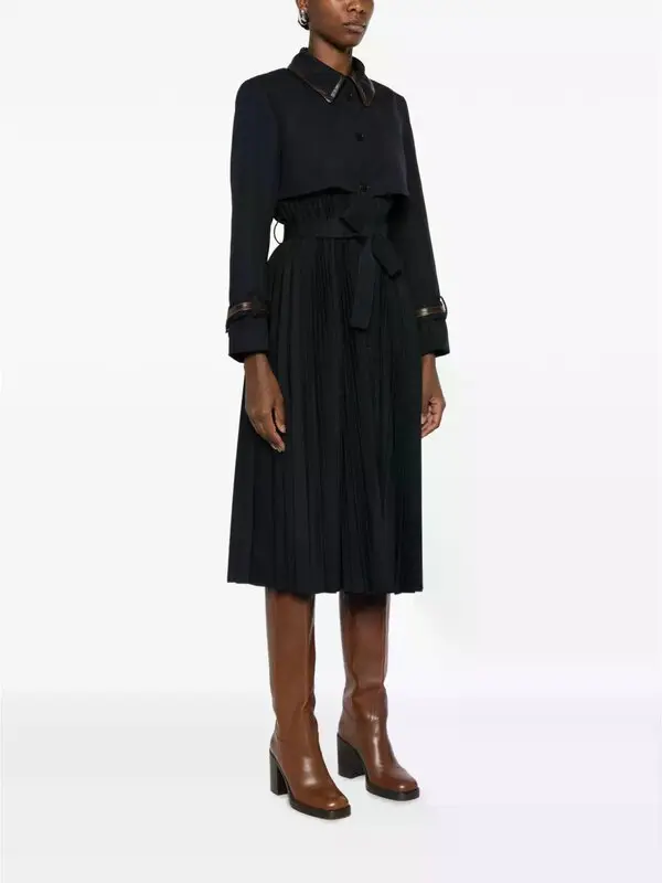 Sandro Pleated Leather-trim Trench Coat