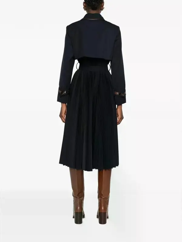 Sandro Pleated Leather-trim Trench Coat
