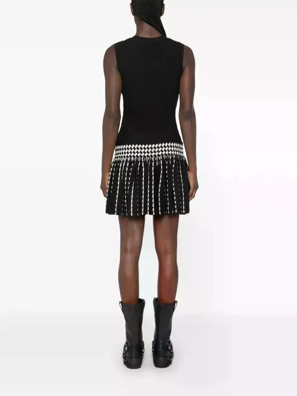 Sandro Checked Pleated Knitted Mini Dress