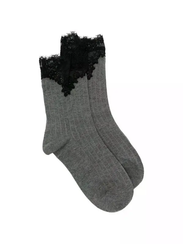 Maje Lace-trim Ribbed Socks