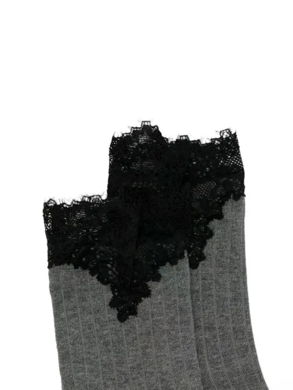 Maje Lace-trim Ribbed Socks