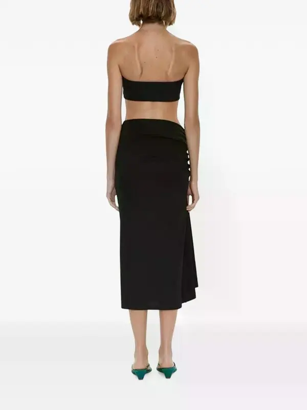 Christopher Esber Droplet Ruched Stone-embellished Midi Skirt