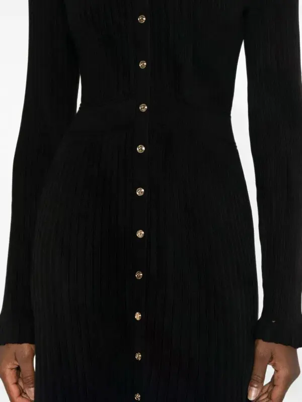 Maje Ribbed-knit Ruffled-trim Midi Dress