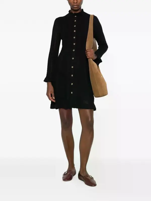 Maje Ruffle-trim Cable-knit Mini Dress