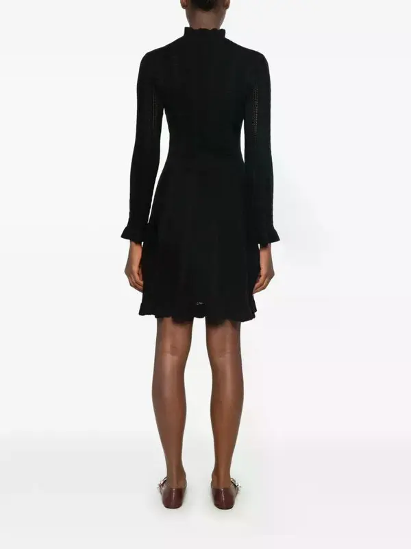 Maje Ruffle-trim Cable-knit Mini Dress