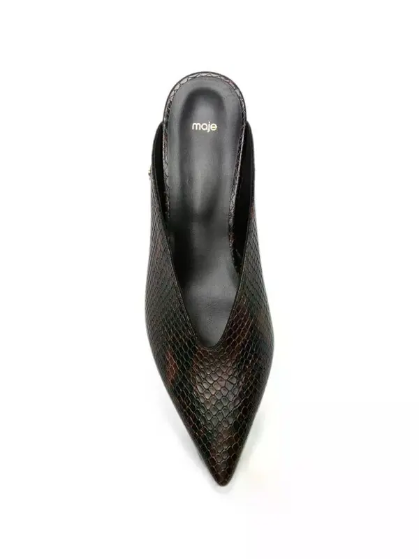 Maje Snake-print Wedge Mules