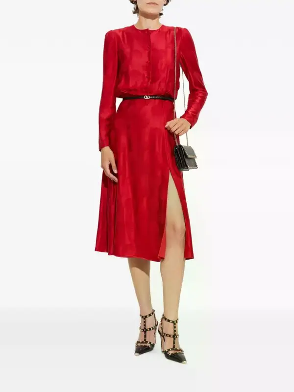 Valentino Garavani Silk Long-sleeve Midi Dress