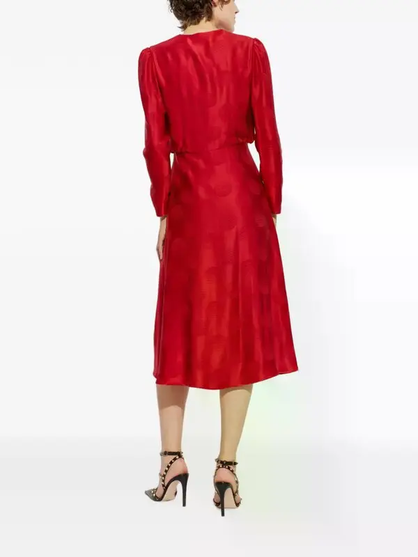 Valentino Garavani Silk Long-sleeve Midi Dress