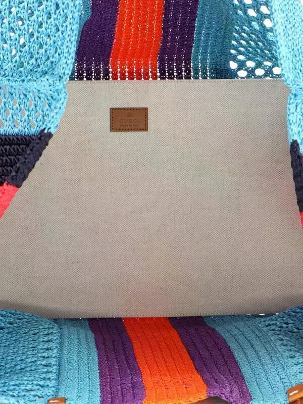 Gucci Interlocking G Web Raffia Large Tote Bag