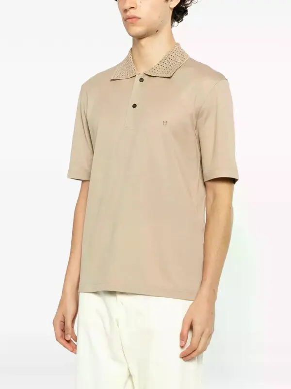 FERRAGAMO Knitted-collar Piqué Polo Shirt