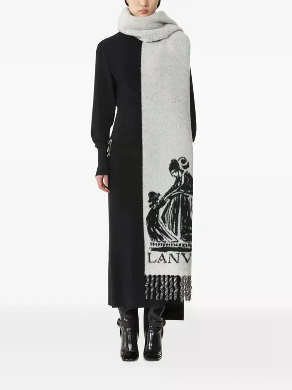 LANVIN Logo-print Fringed Scarf