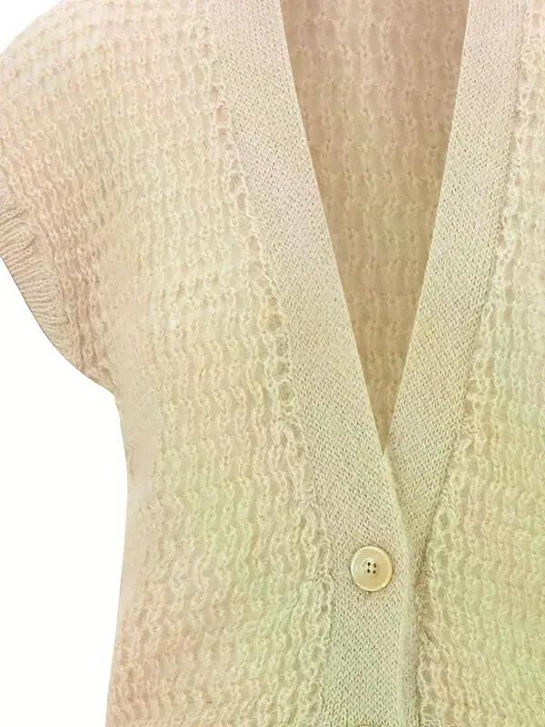 Eleventy Openwork-knit Sleeveless Cardigan
