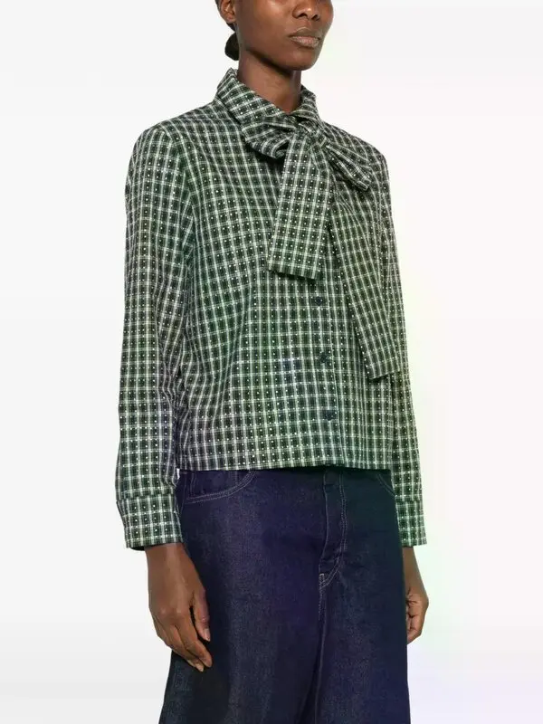 Maje Checked-pattern Pussy-bow Shirt