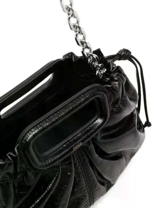 Maje Ruched Leather Shoulder Bag