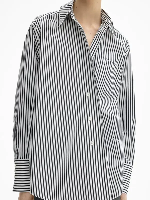 HOUSE OF DAGMAR Striped Organic Cotton Poplin Asymmetric Shirt