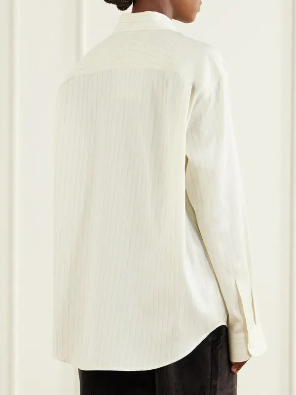 Studio Nicholson View Striped Cotton And Silk-blend Shirt