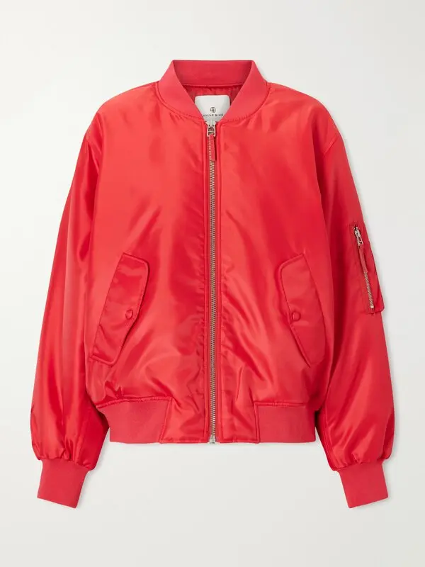ANINE BING Leon Shell Bomber Jacket - Red