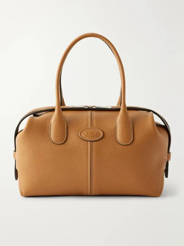 TOD'S Bauletto Textured-leather Tote - Brown