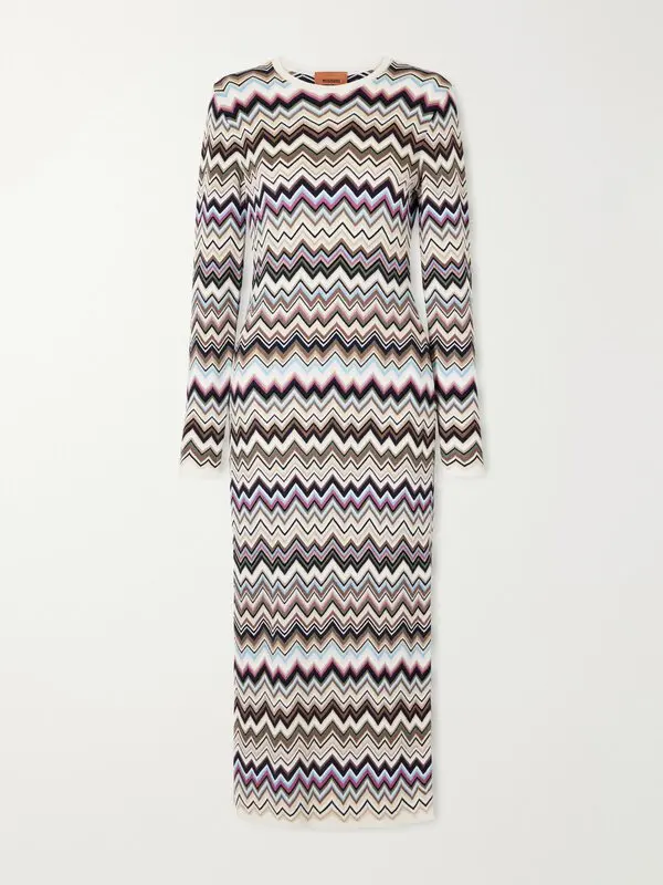 Missoni Striped Crochet-knit Midi Dress