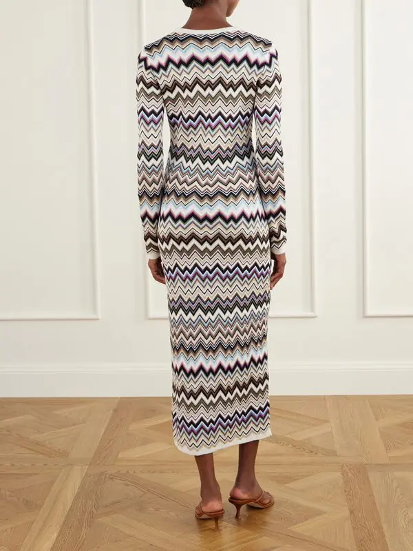 Missoni Striped Crochet-knit Midi Dress