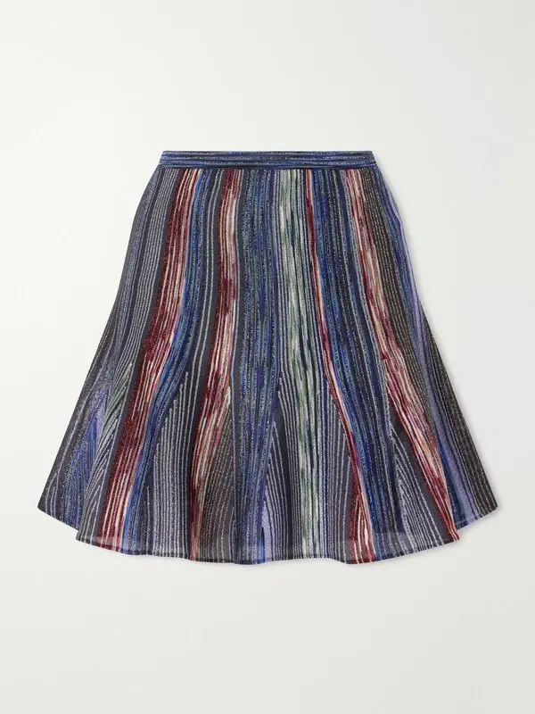 Missoni Striped Metallic Crochet-knit Mini Skirt