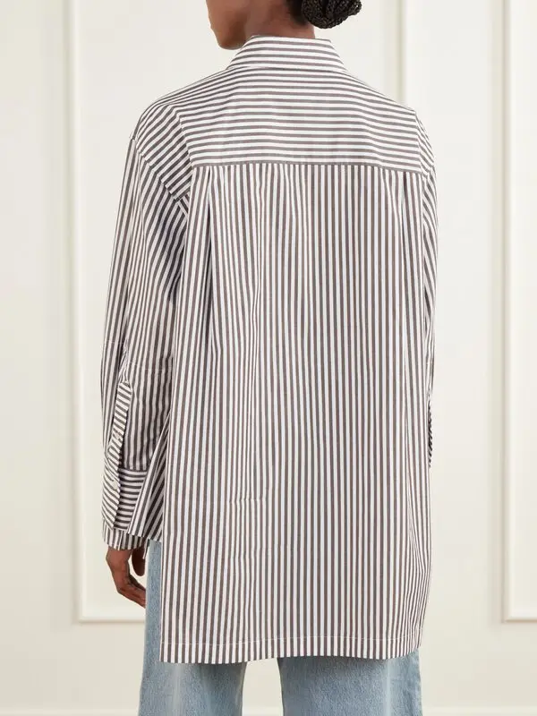 JOSEPH Thea Striped Cotton-poplin Blouse