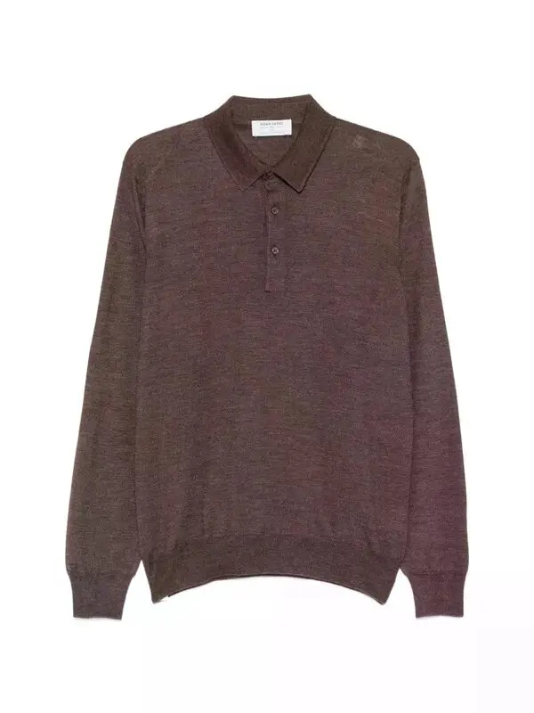 GRAN SASSO Button-collar Long-sleeve Sweater - Brown