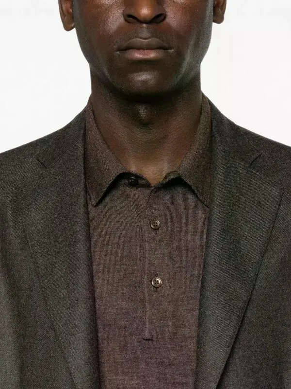 GRAN SASSO Button-collar Long-sleeve Sweater - Brown