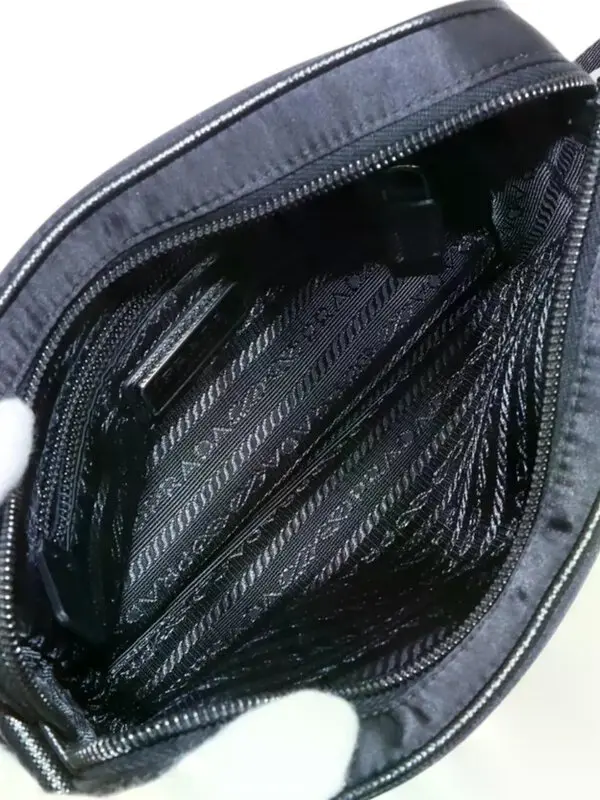 Prada 2013-2026 Saffiano Trimmed Tessuto Logo Camera Bag Crossbody Bag
