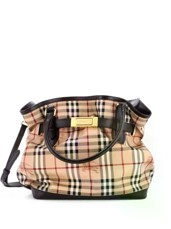 Burberry Golderton Haymarket Coated Canvas Medium Tote Bag - Brown
