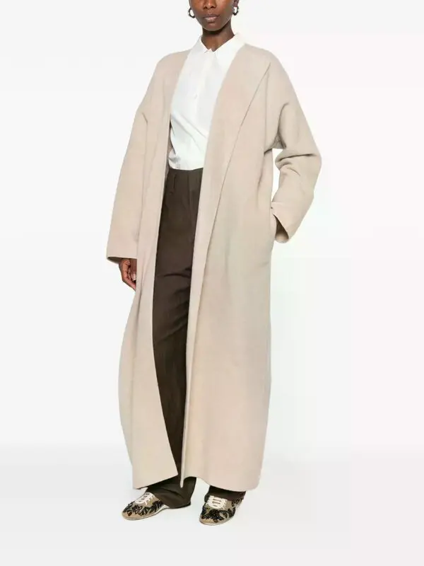 RUOHAN Cashmere Collarless Open-front Coat