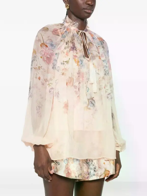 Zimmermann Floral-print Ruffled Blouse