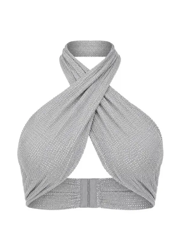 TWENTY FOURHAITCH Crystal-embellished Halterneck Top