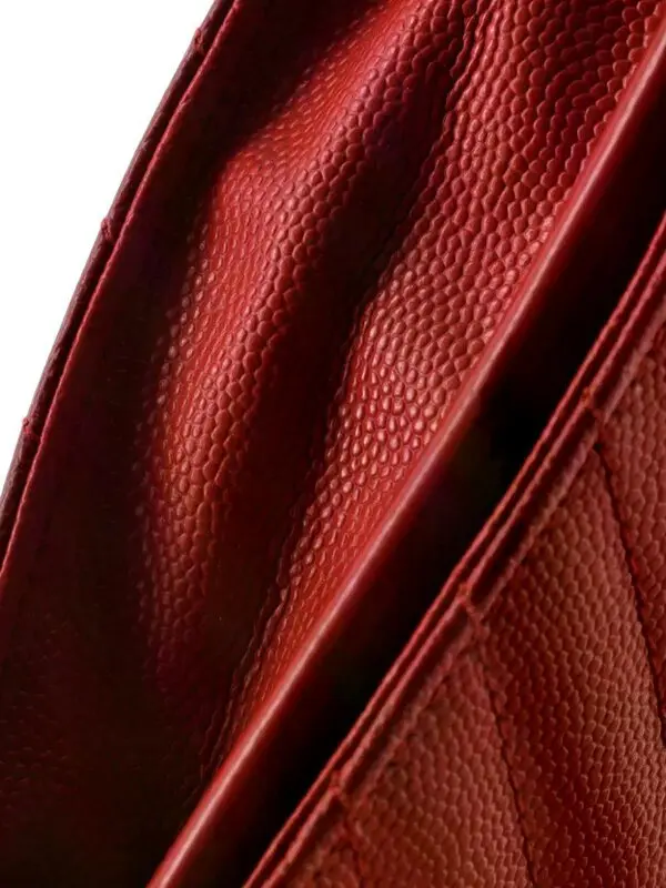 Saint Laurent Classic Monogram Wallet On Chain Matelasse Chevron Leather Medium Crossbody Bag - Red