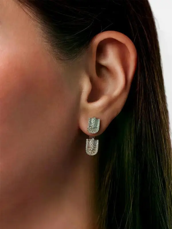 U LOS ANGELES Diamond Floating Earrings - Silver