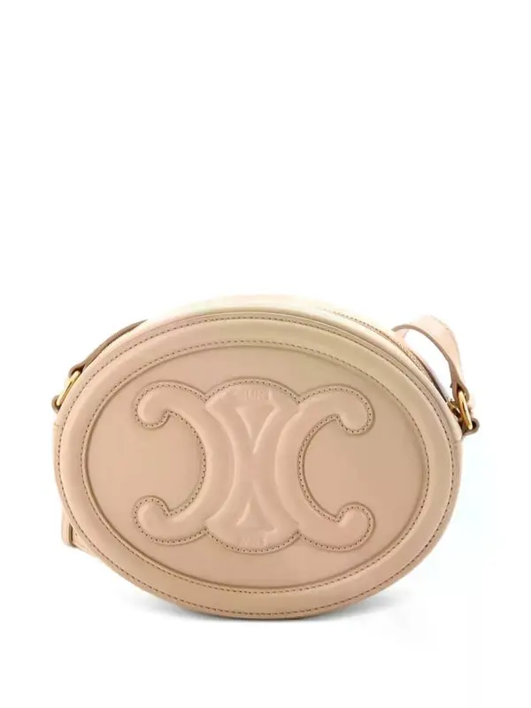 Celine Triomphe Oval Leather Cross Body Bag - Neutrals
