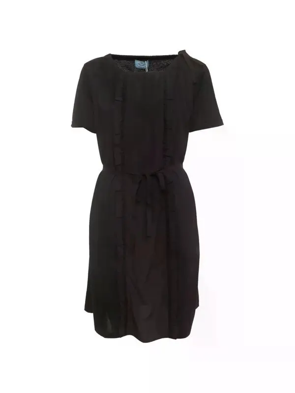 Prada Ruffle-trimmed Belted Midi Dress