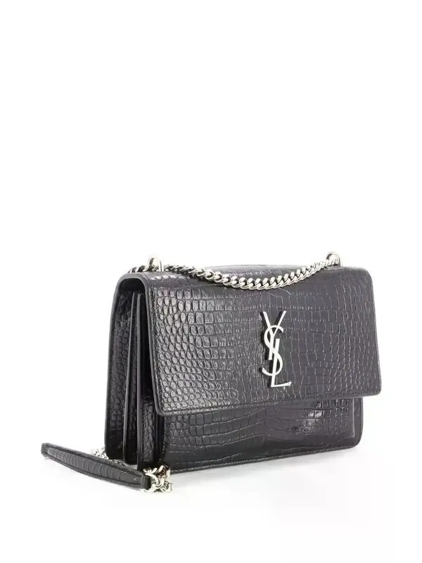 Saint Laurent Sunset Crocodile Embossed Leather Medium Crossbody Bag