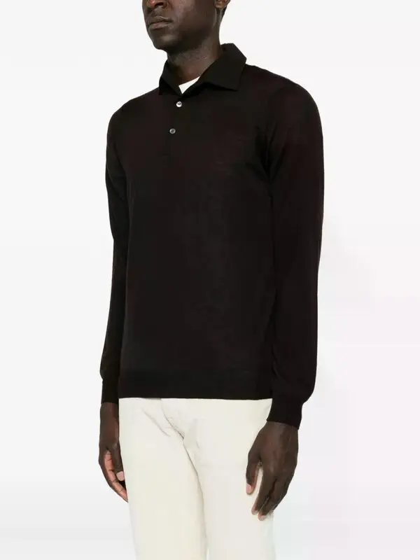 LARDINI Long-sleeve Polo Shirt - Brown