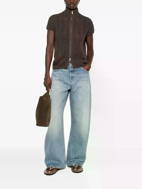 Eleventy Pointelle-knit Sleeveless Cardigan