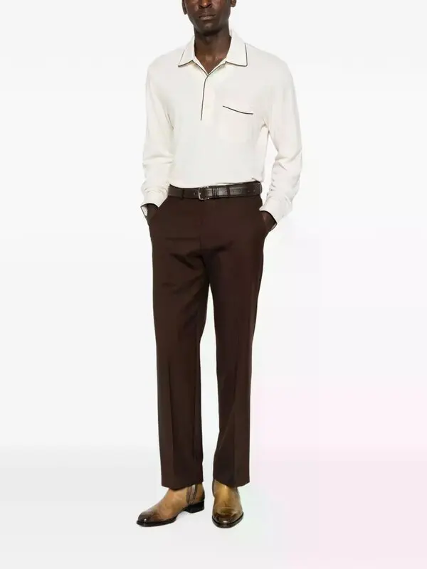TOM FORD Piped-trim Long-sleeved Polo Shirt