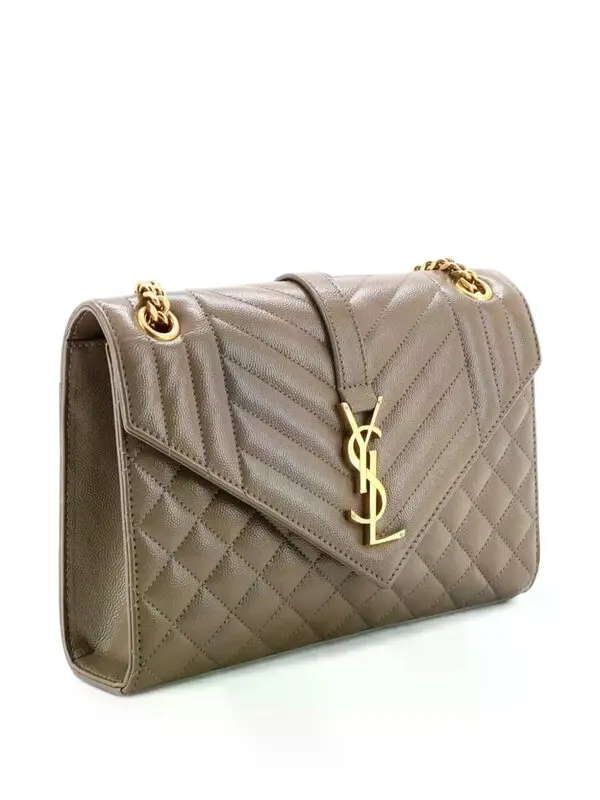 Saint Laurent Classic Monogram Envelope Satchel Mixed Matelasse Leather Medium Shoulder Bag