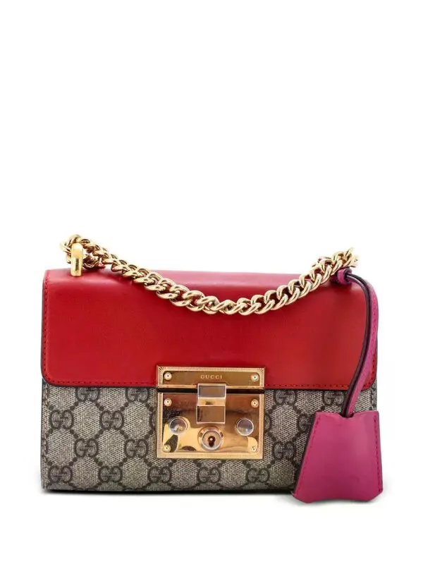 Gucci Padlock Shoulder Bag Gg Coated Canvas And Leather Small Cross Body Bag - Red