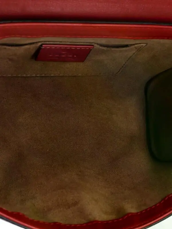 Gucci Padlock Shoulder Bag Gg Coated Canvas And Leather Small Cross Body Bag - Red