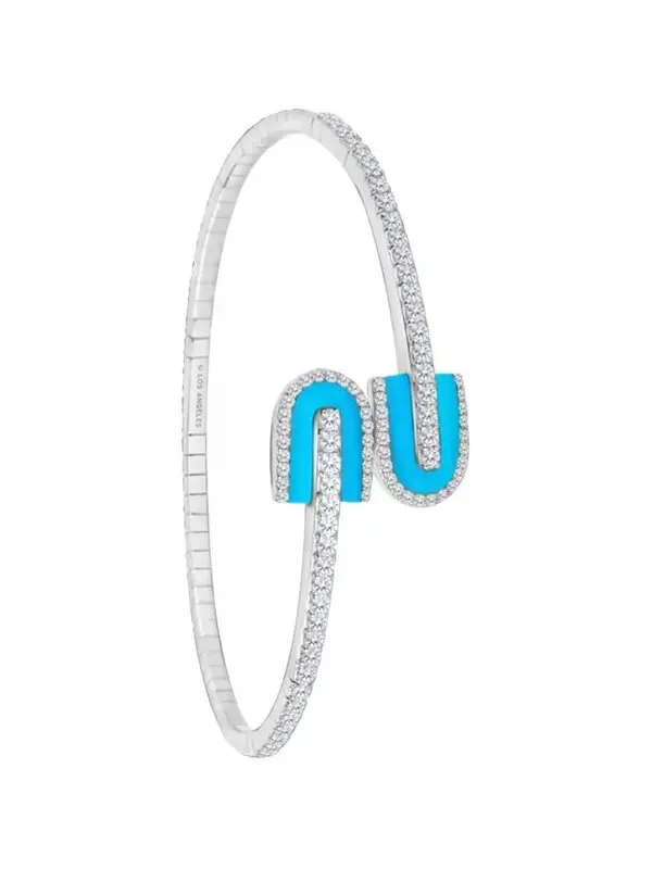 U LOS ANGELES Duo Diamond And Turquoise Bangle - Silver