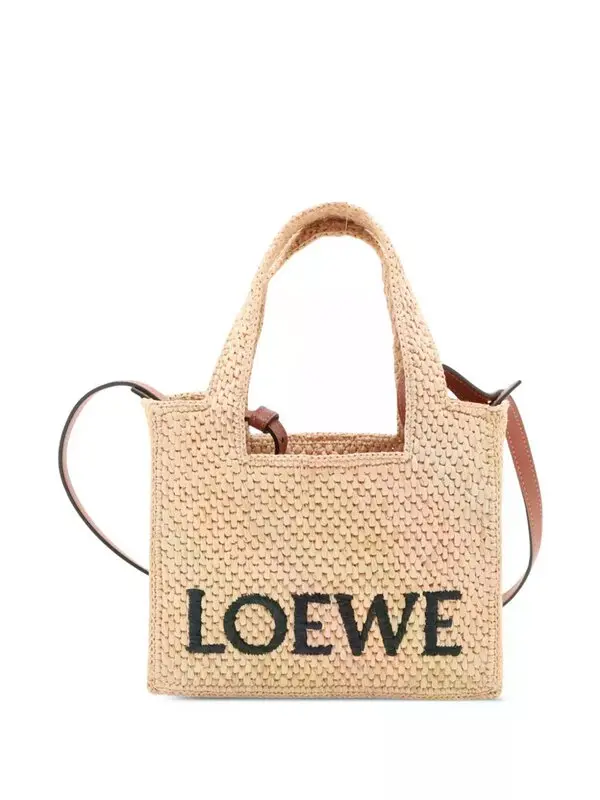 Loewe 2010-2026 Small Raffia Font Tote Satchel