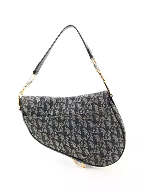 Dior Vintage Saddle Bag Diorissimo Canvas Medium Shoulder Bag