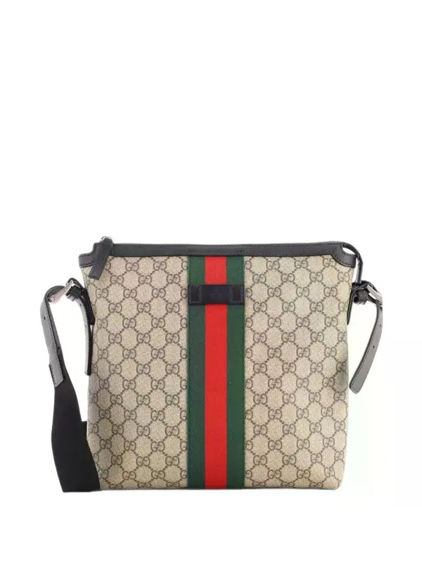 Gucci Web Messenger Bag Gg Coated Canvas Medium Crossbody Bag