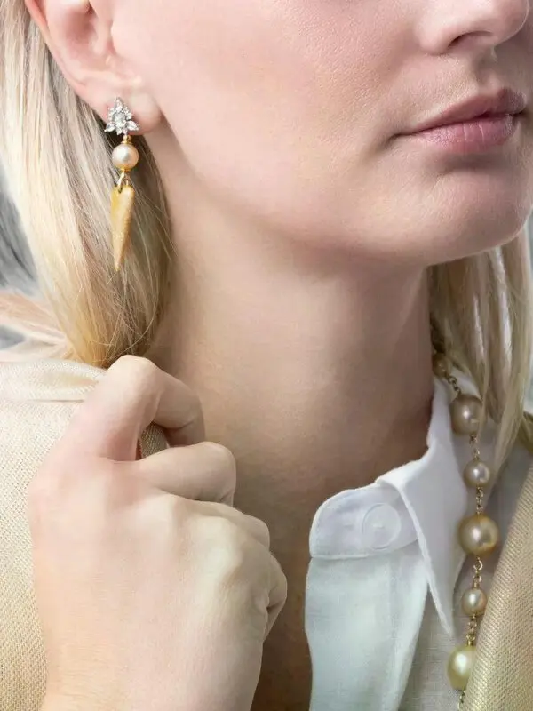 PARULINA Diamond And Pearl Detachable Earrings - Silver