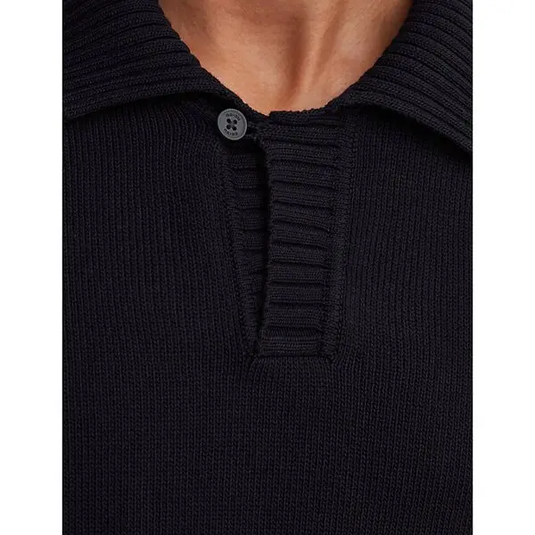 REISS Open-collar Cotton Polo Jumper